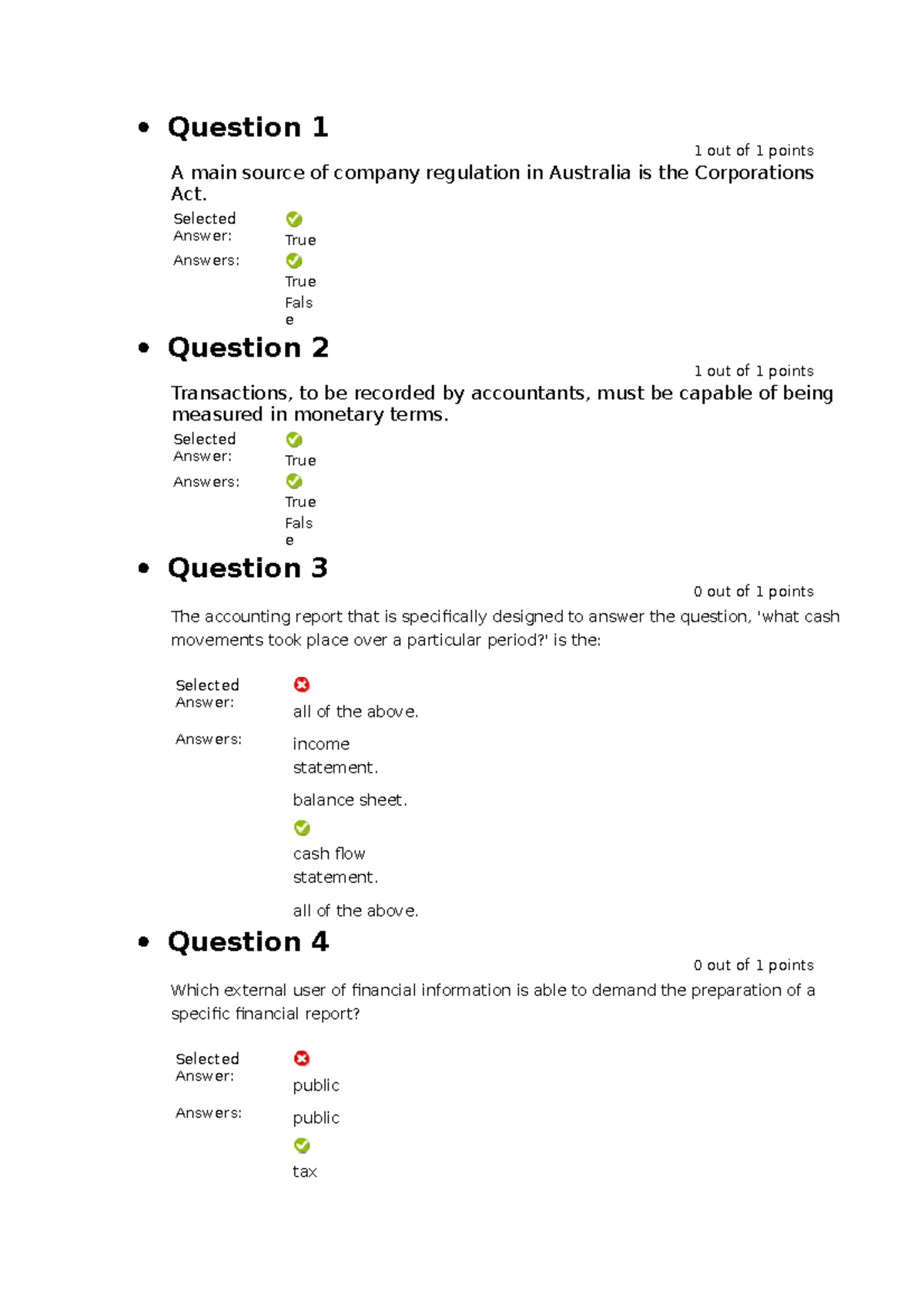 Test 1 try 1 - practice exam materials - Question 1 1 out of 1 points A ...