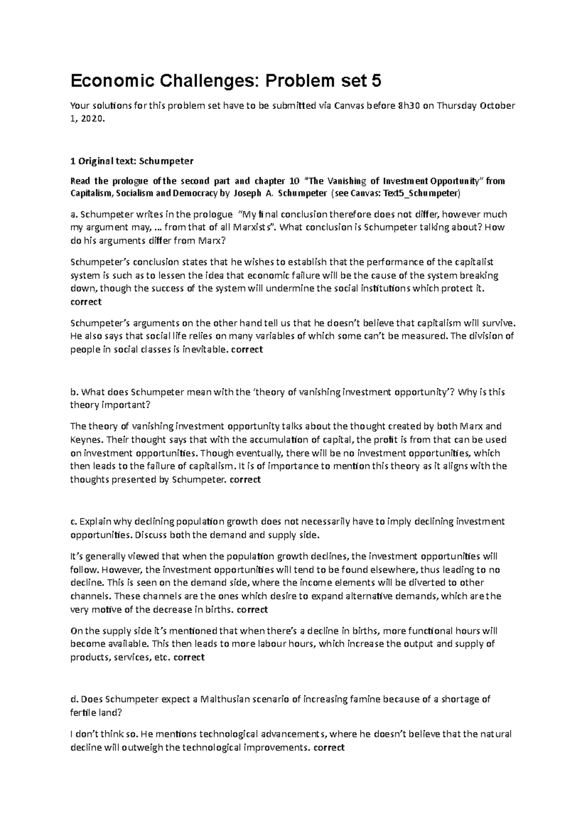 Economic challenges problem 5 - Economic Challenges: Problem set 5 Your ...