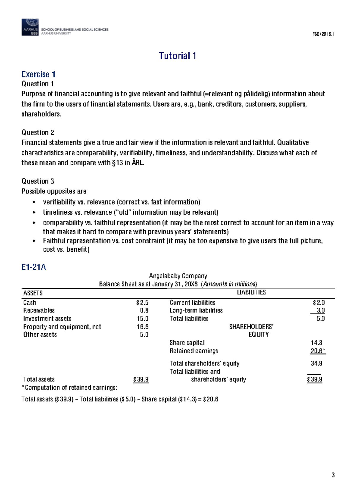 Tutorial 1 - Vejledende løsning til første uges opgavesæt. - Tutorial 1 ...