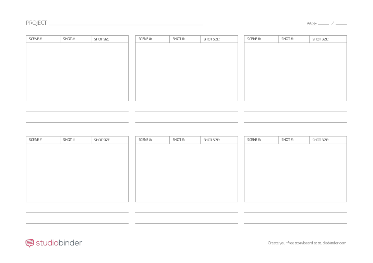 A4 Storyboard Template - 6-Panel - Landscape - Studio Binder - Film 110 ...