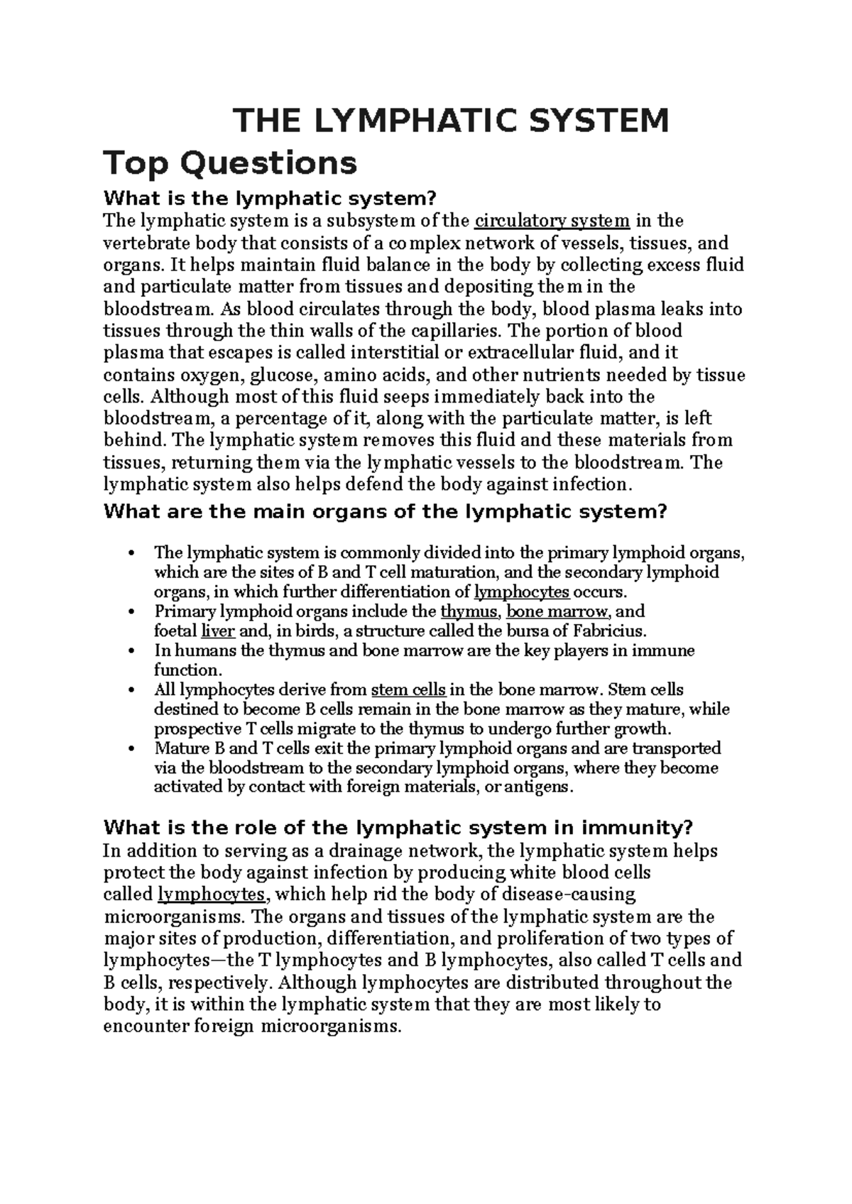 THE Lymphatic System - Human body - THE LYMPHATIC SYSTEM Top Questions ...