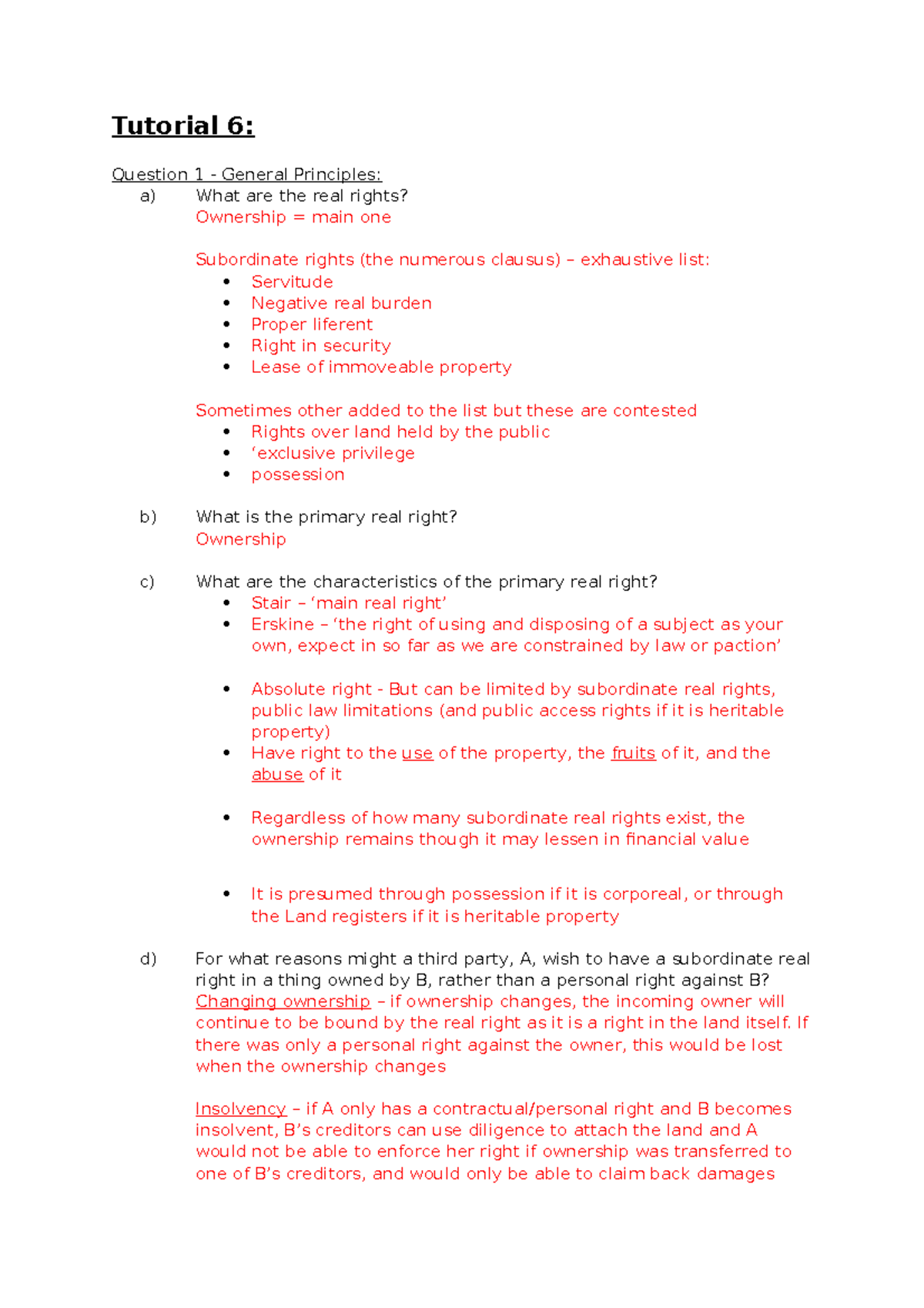 Tutorial 6 - Transfer of property questions and answers - Tutorial 6 ...