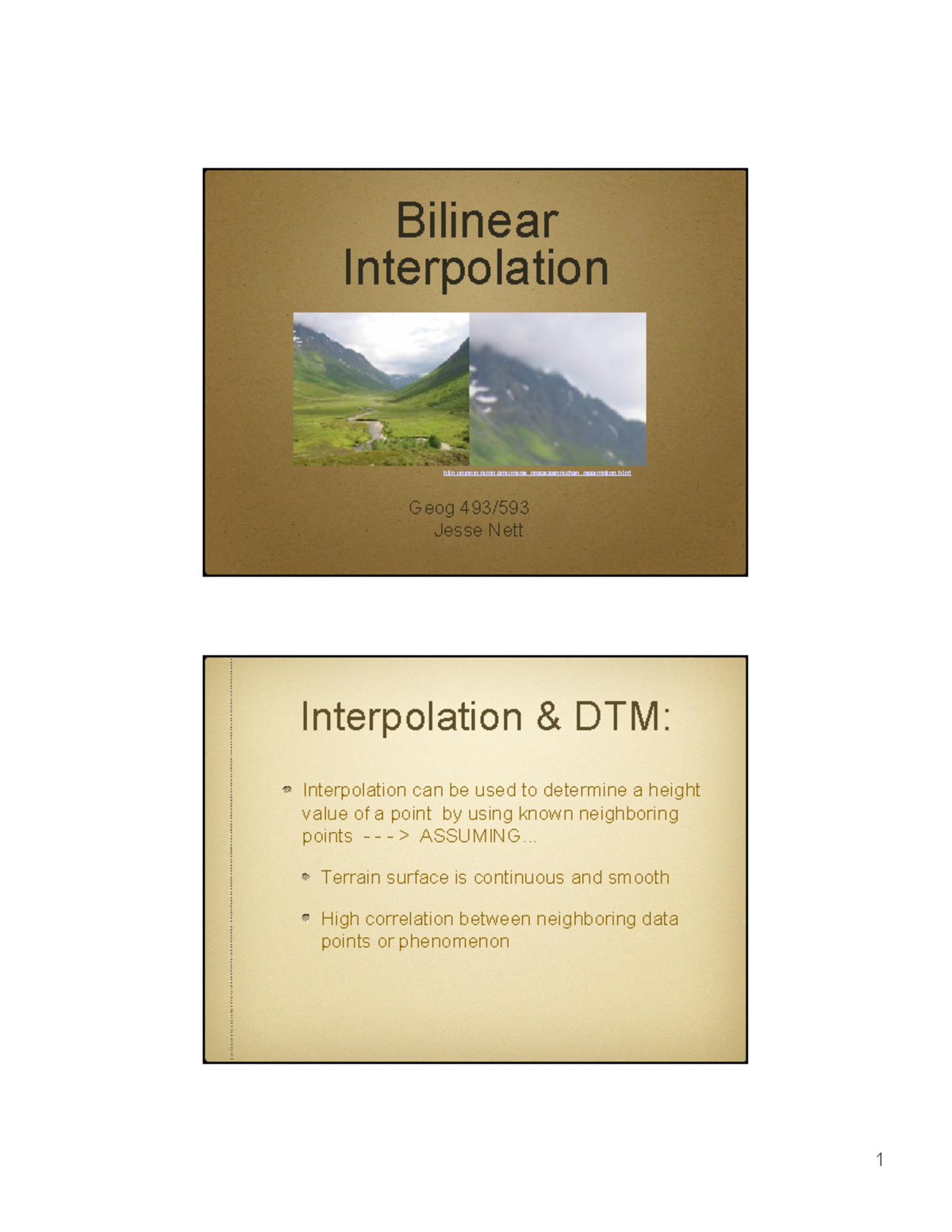W6 Bilinear Interpolation - Bilinear Interpolation Geog 493/ Jesse Nett ...