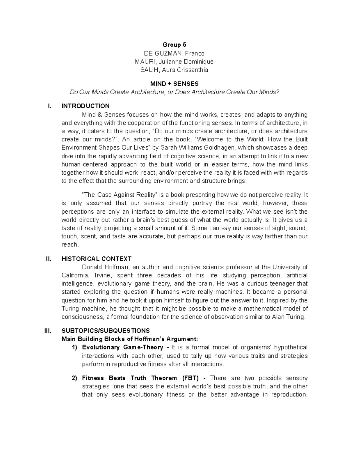 Group 5 Assignment 01 (Presentation Outline) - Group 5 DE GUZMAN ...