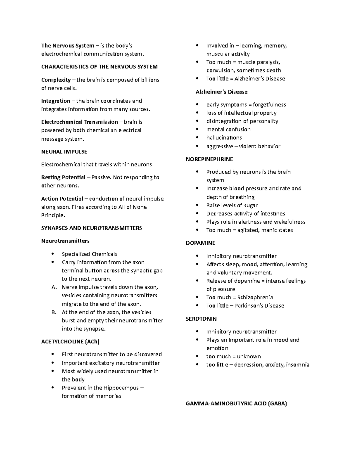 the Nervous System Reviewer - The Nervous System – is the body’s ...