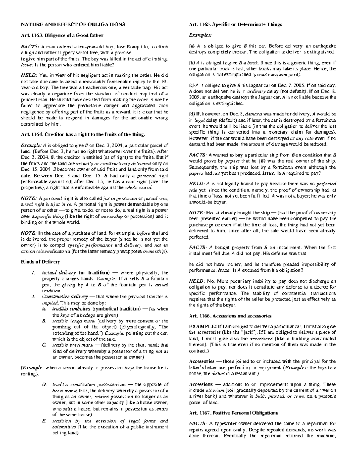 Sample- Cases - sds sd s sd sd - NATURE AND EFFECT OF OBLIGATIONS Art ...