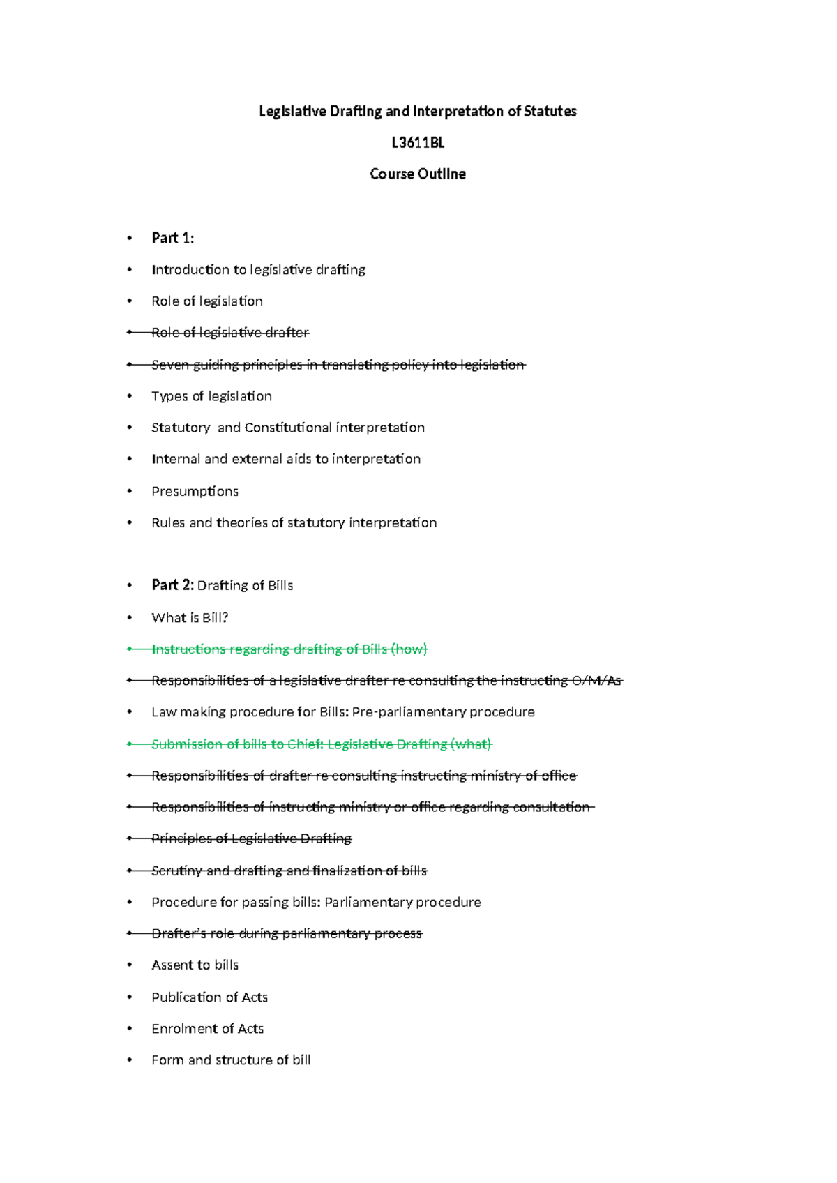 Amended Course outline-Legislative Drafting and Interpretation of ...