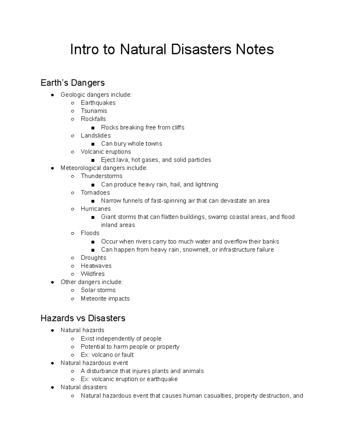 Intro to Natural Disasters Notes - Intro to Natural Disasters Notes ...