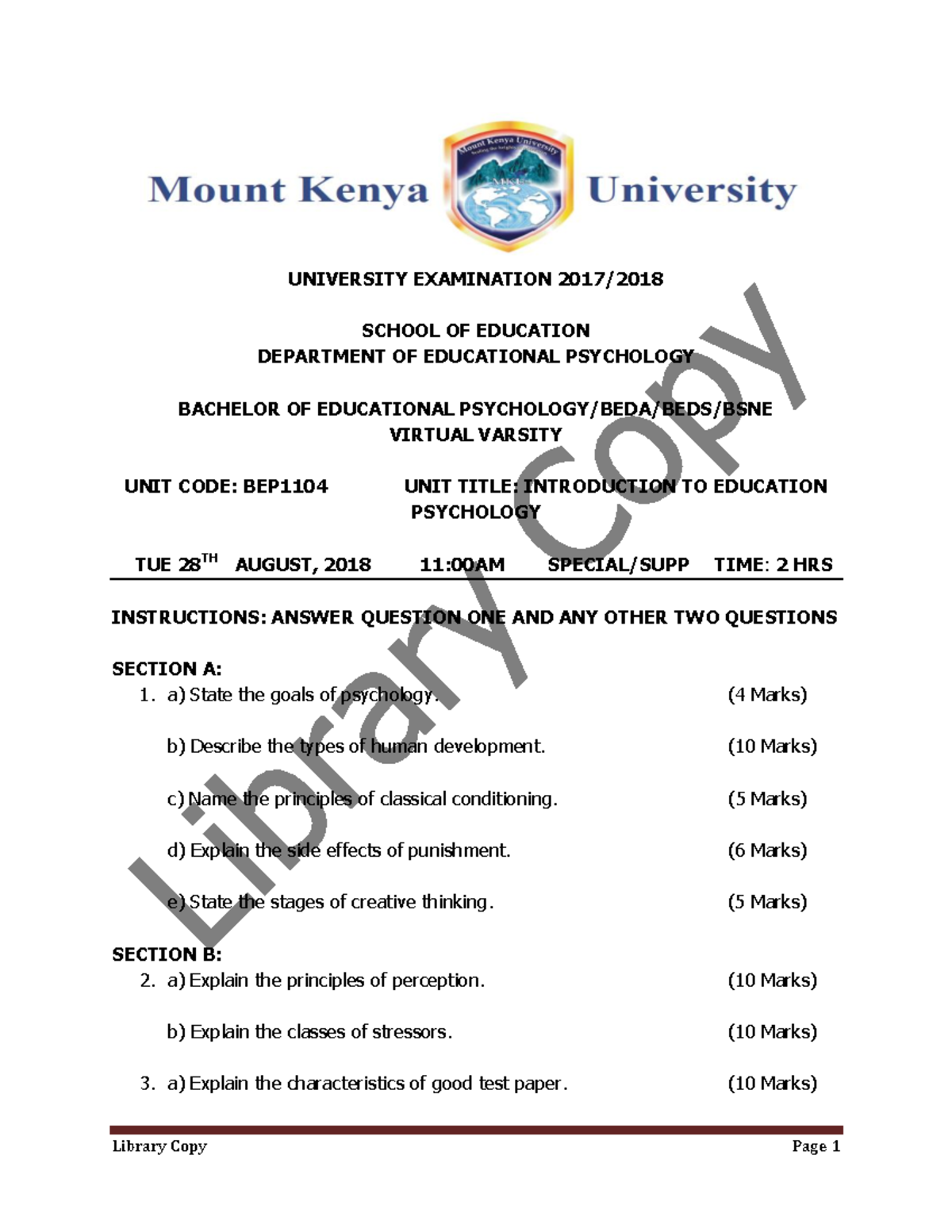 Bep1104 Introduction To Education Psychology Virt Supp Library Copy Page 1 University