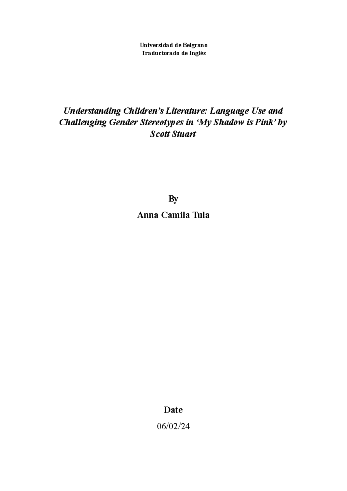 TULA, Anna Camila - Academic Essay - Universidad de Belgrano ...