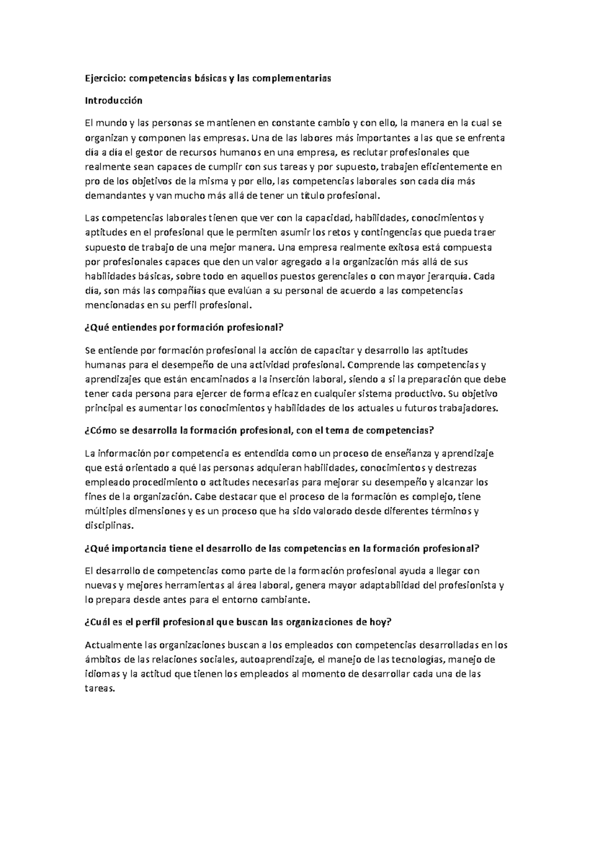 Tema Mi formación profesional - Ejercicio: competencias básicas y las complementarias ...