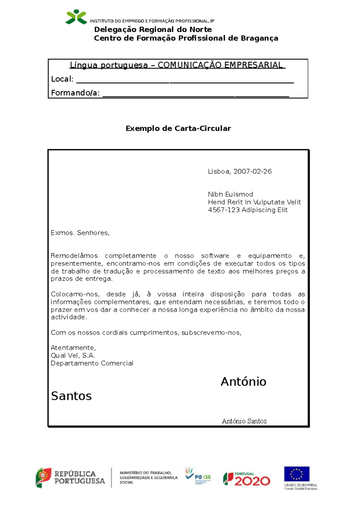 Carta circular- circular - Delegação Regional do Norte Centro de ...