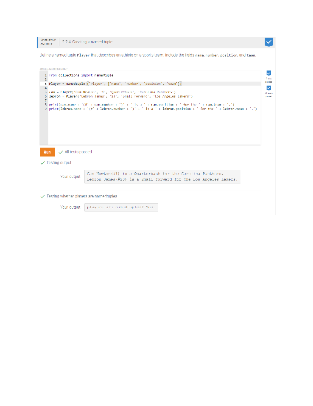 Creating a named tuple - Introduction to Scripting - IT140 - Studocu
