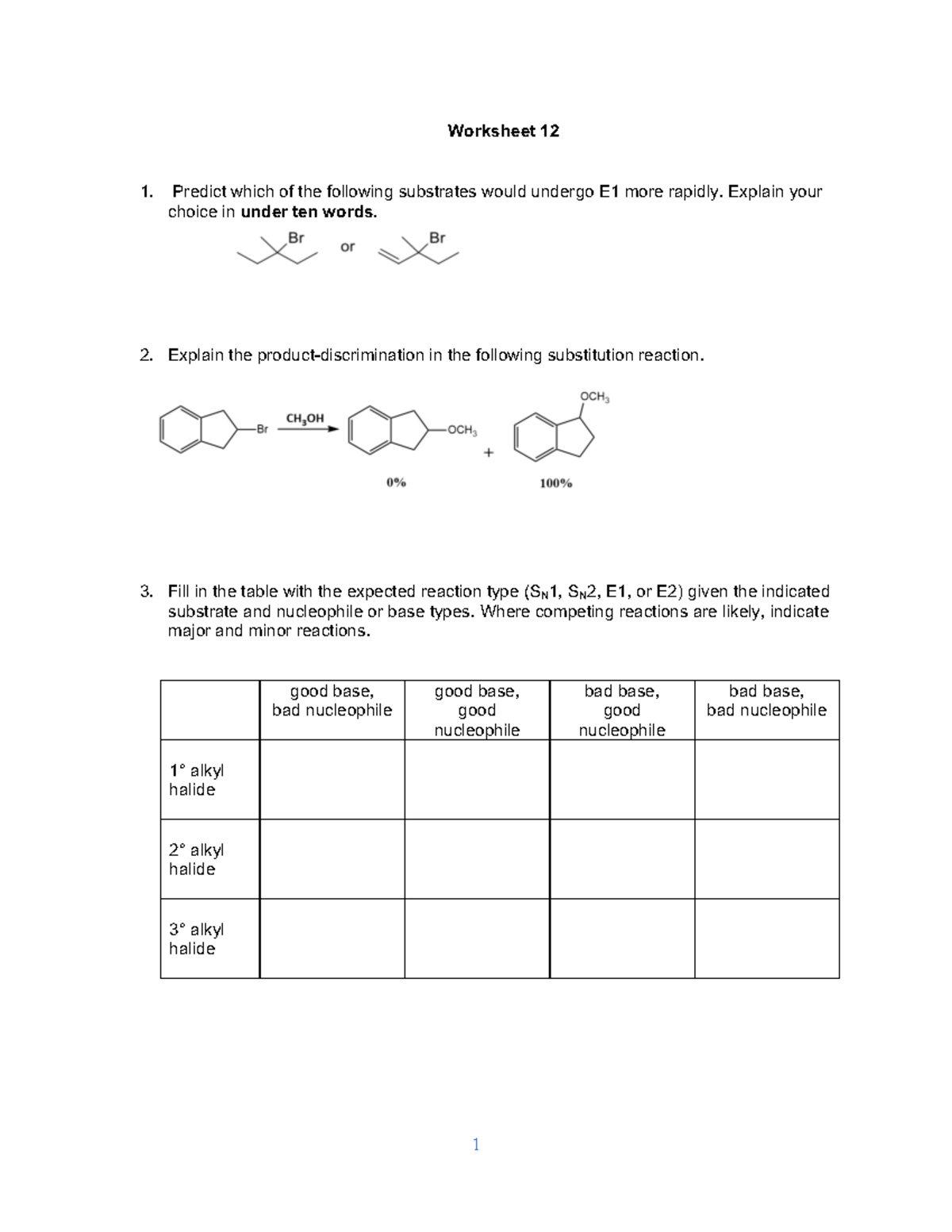 VZ CHM221 F22 PS12 - CHM 221 Discussion Week 12 - Worksheet 12 Predict which of the following ...