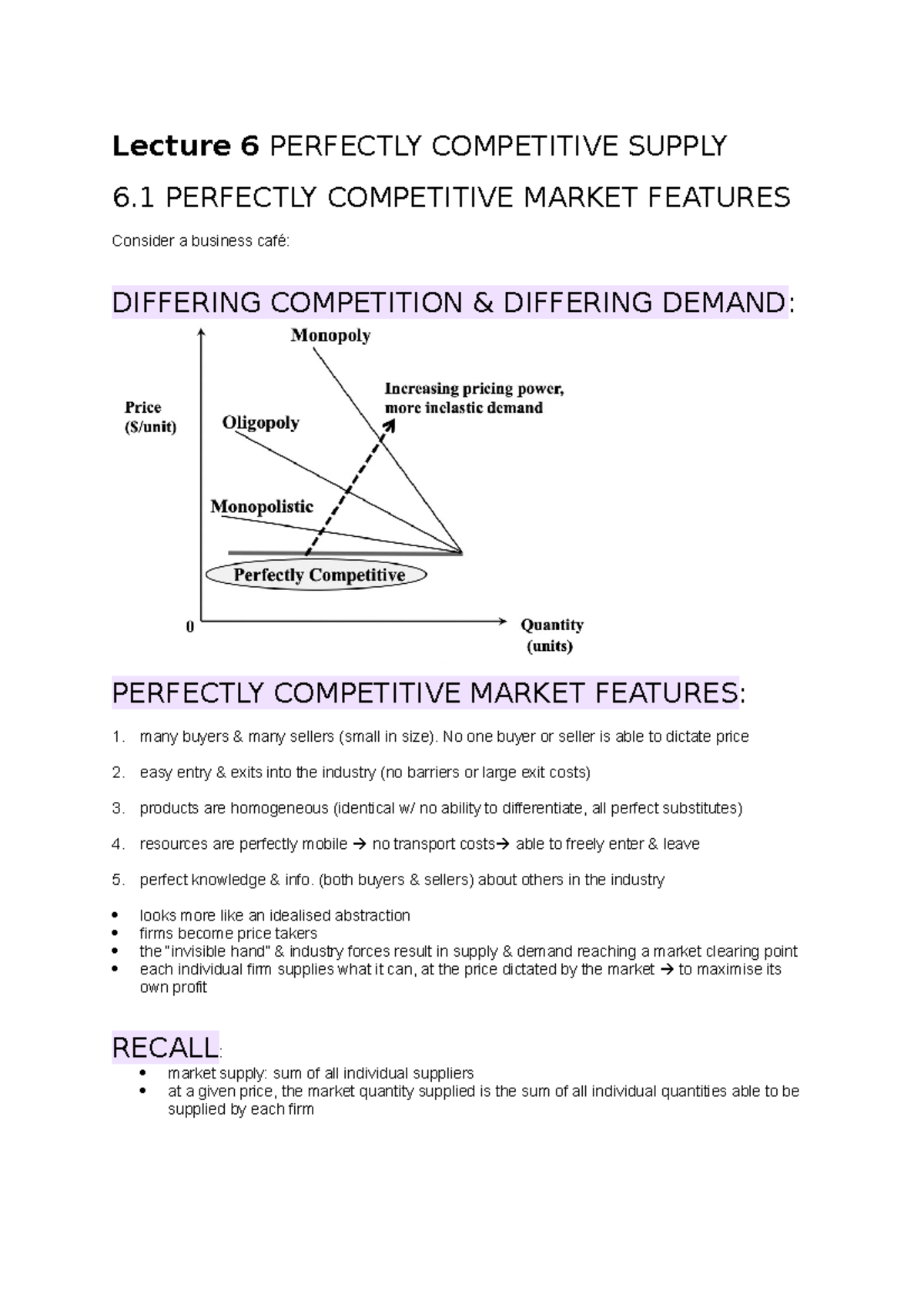 Lecture 6 Perfectly Competitive Supply - Lecture 6 PERFECTLY ...