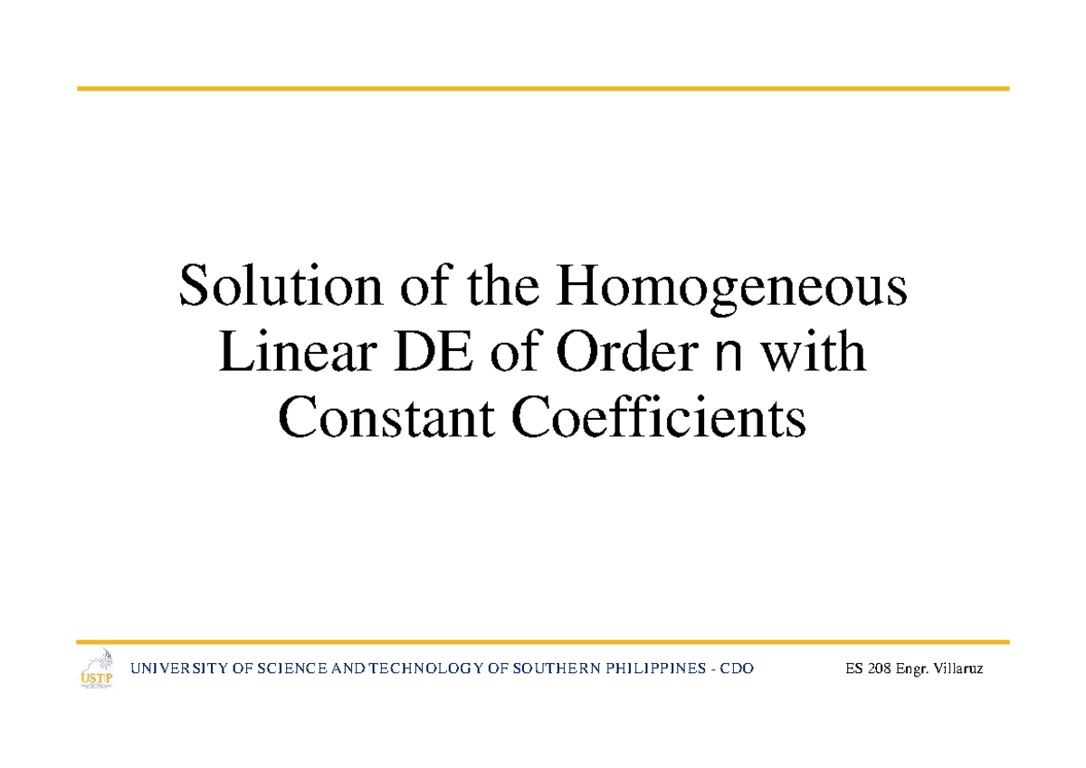 10 Solution of Homo Case 1-3 - Nonhomogeneous Linear DE, Variation of ...