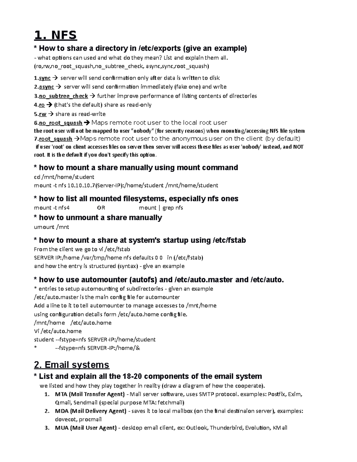 Review 15 for tthe last chap - 1. NFS * How to share a directory in ...