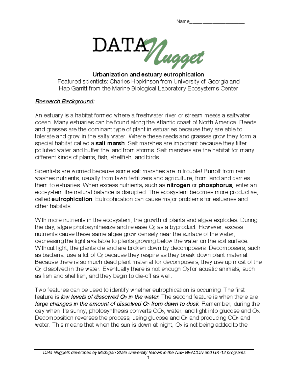 Kami - ............... - Data Nuggets developed by Michigan State University fellows in the NSF ...