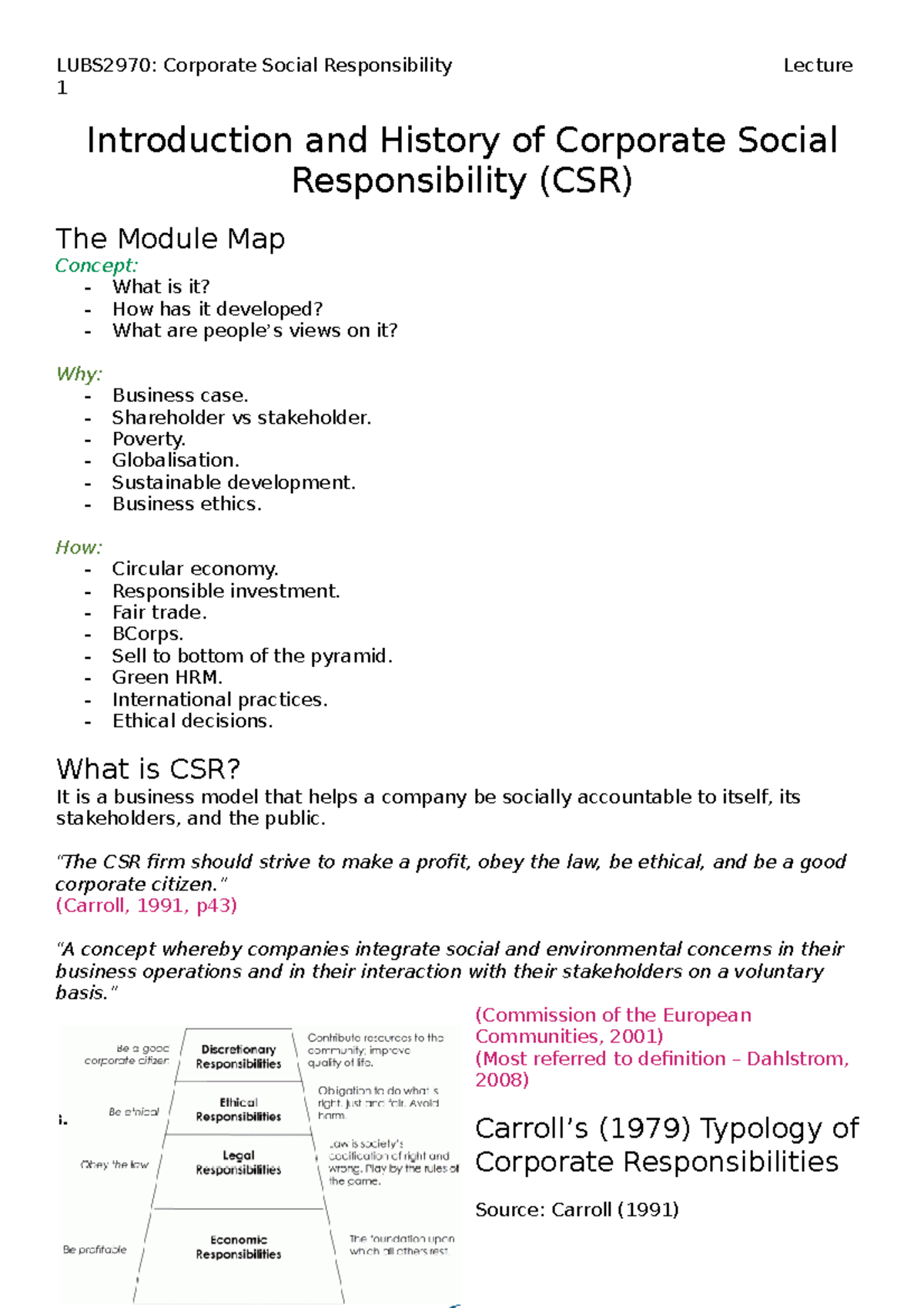 Lecture 1 Introduction and History of CSR - 1 Introduction and History ...