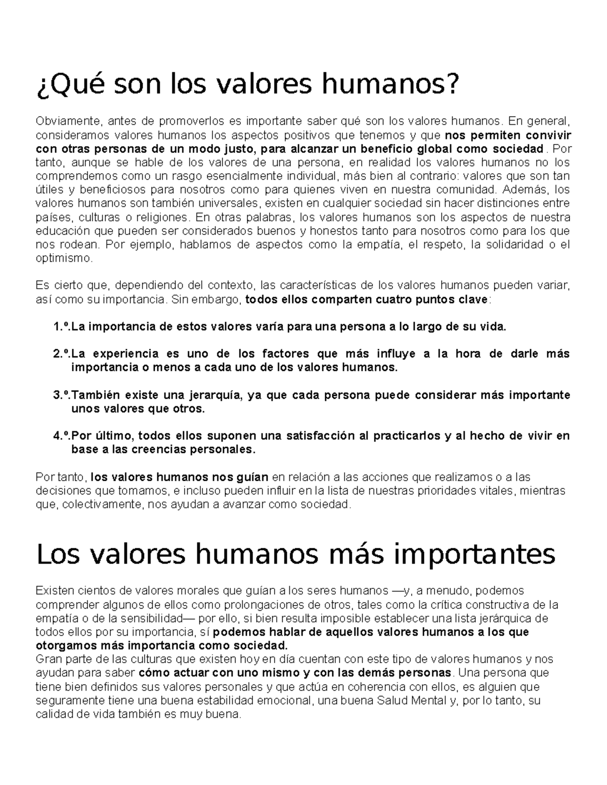 Qué son los valores humanos - En general, consideramos valores humanos ...