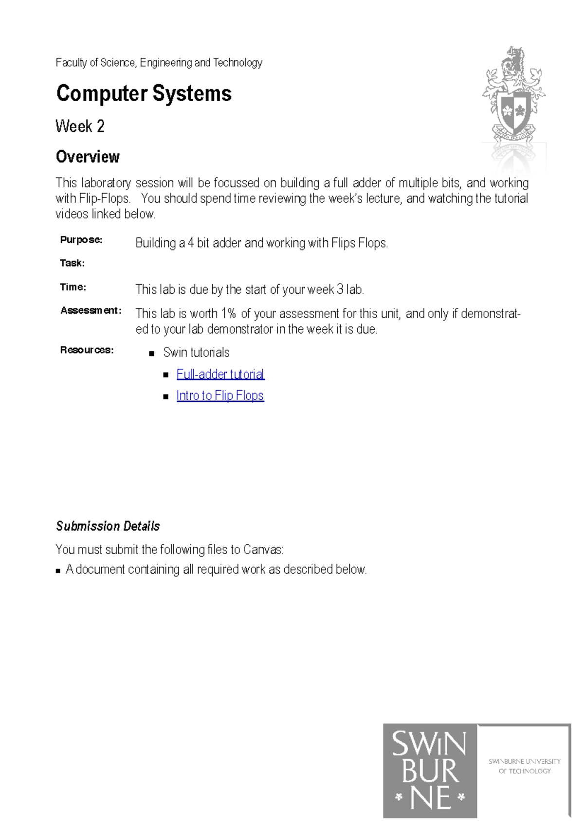 Week2 Lab - lab 2 - Faculty of Science, Engineering and Technology ...