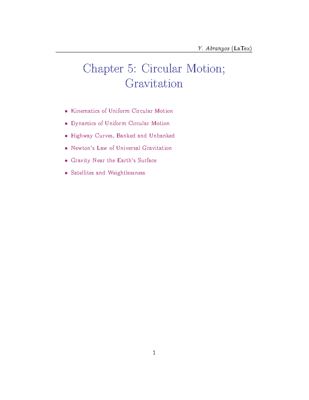 Lecture 4 - notes - Chapter 5: Circular Motion; Gravitation Kinematics ...