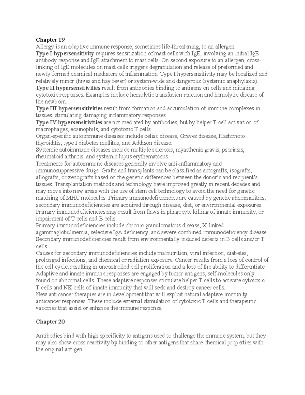 Unit 4 notes - Chapter 19 Allergy is an adaptive immune response ...