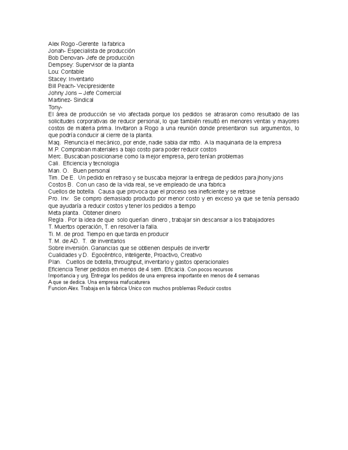 Alex Rogo - Resumen de Libro La meta - Alex Rogo -Gerente la fabrica ...