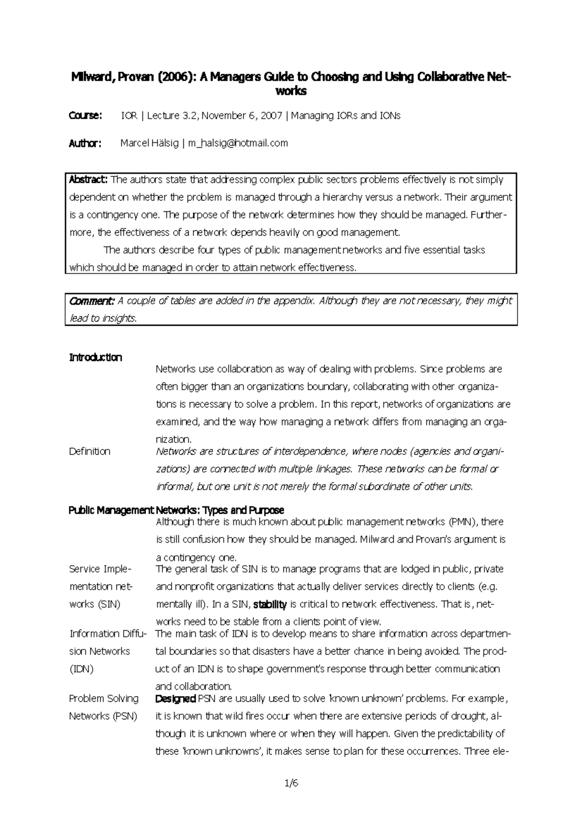 26. Milward & Provan (2006 ) A Managers Guide To Choosing And Using ...
