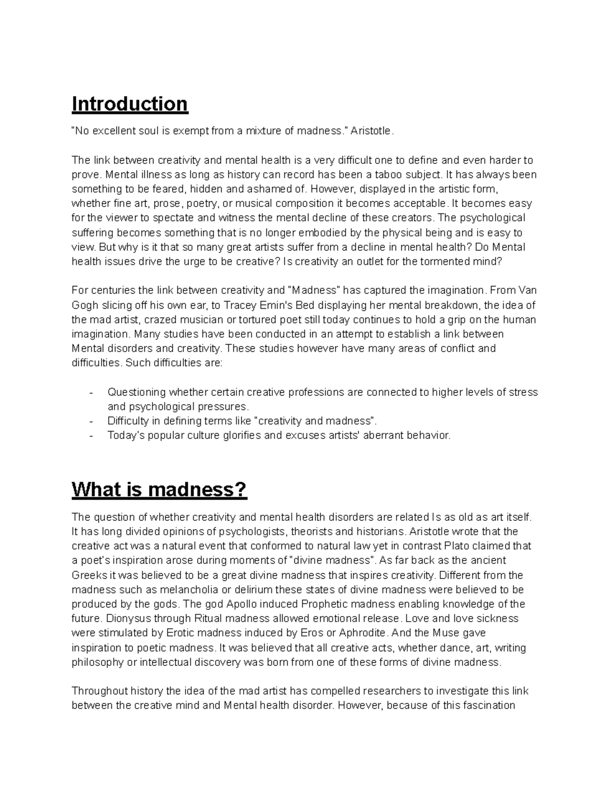 Madness in Art Linking Creativity, Mental Illness and Breakdown in ...