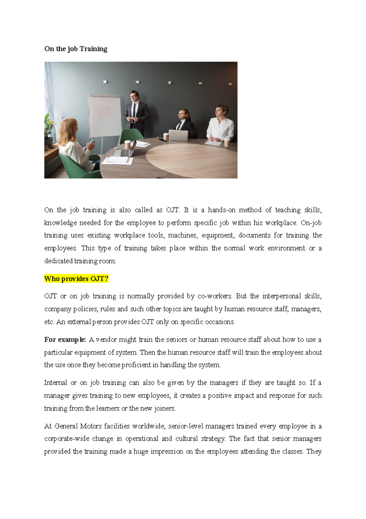 On the job & Off the job 3 - understanding basics of training and how ...