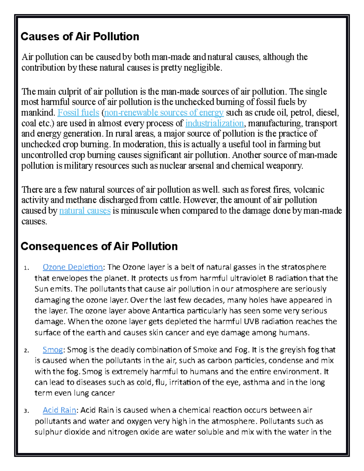 Causes of Air Pollution - The main culprit of air pollution is the man ...