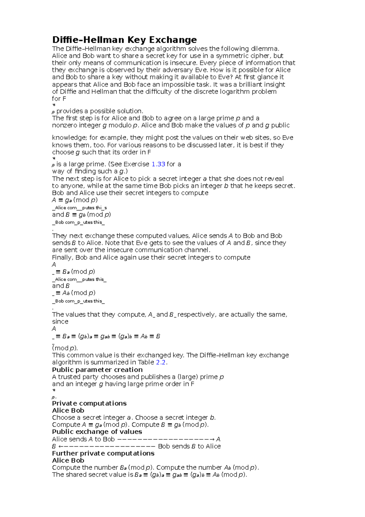 DHP - Diffie Hellmann problem - Diffie–Hellman Key Exchange The Diffie ...