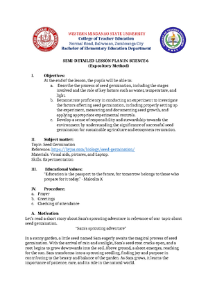 Demonstration method - Lesson plan - WESTERN MINDANAO STATE UNIVERSITY ...