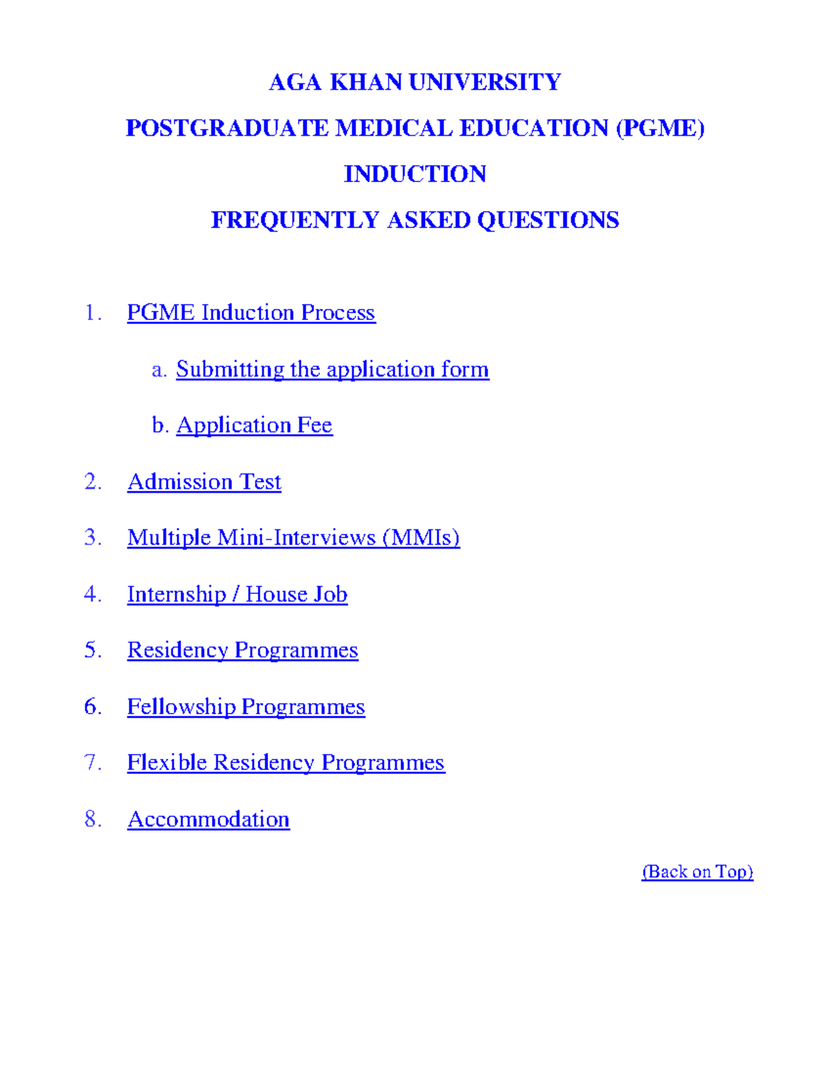 FAQs - PGME Induction 2024-2025 - AGA KHAN UNIVERSITY POSTGRADUATE MEDICAL EDUCATION (PGME ...