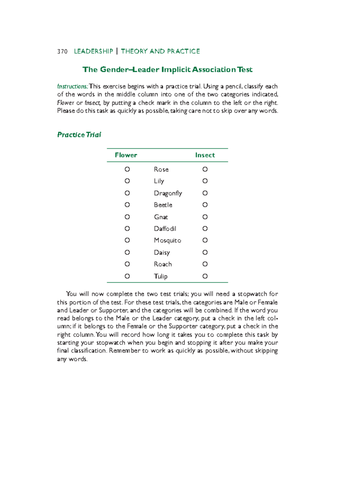 PLP 4 Appendix - Part 4 - 370 LEADERSHIP THEORY AND PRACTICE The Gender ...