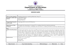 Dep Ed Sample Class Program and Teachers Schedule - TIME LEARNING AREA ...