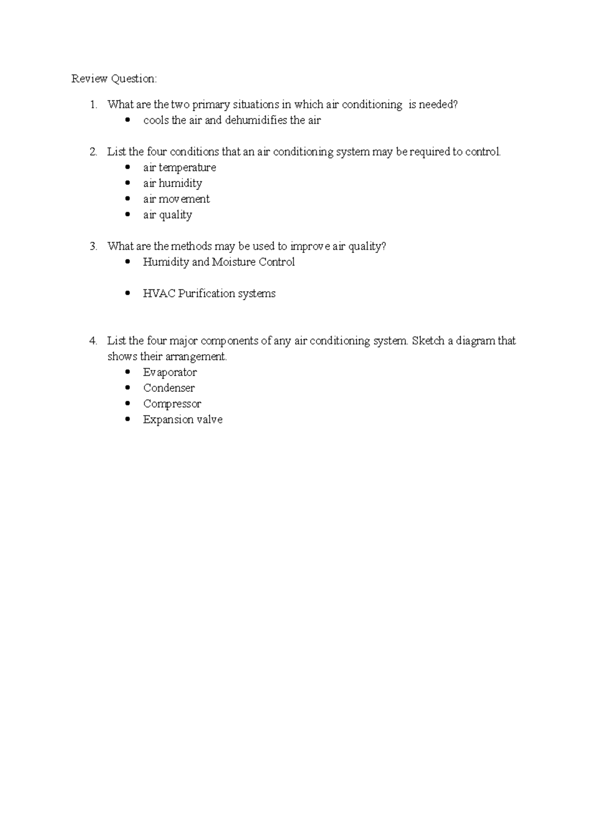 Refri Review Question 094409 - Review Question: 1. What are the two ...