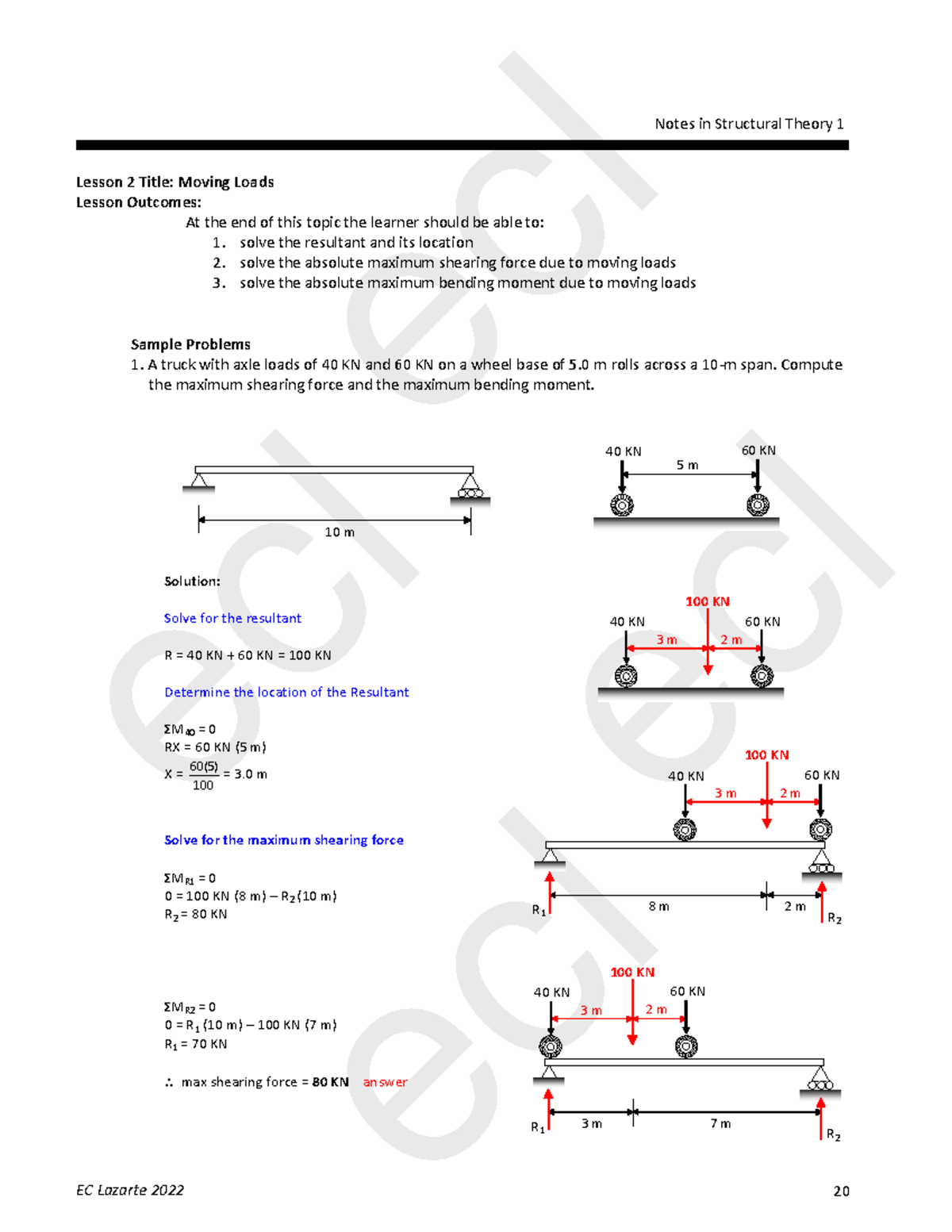 Module 7 moving loads 1 - solvings - ecl ecl ecl ecl Lesson 2 Title ...