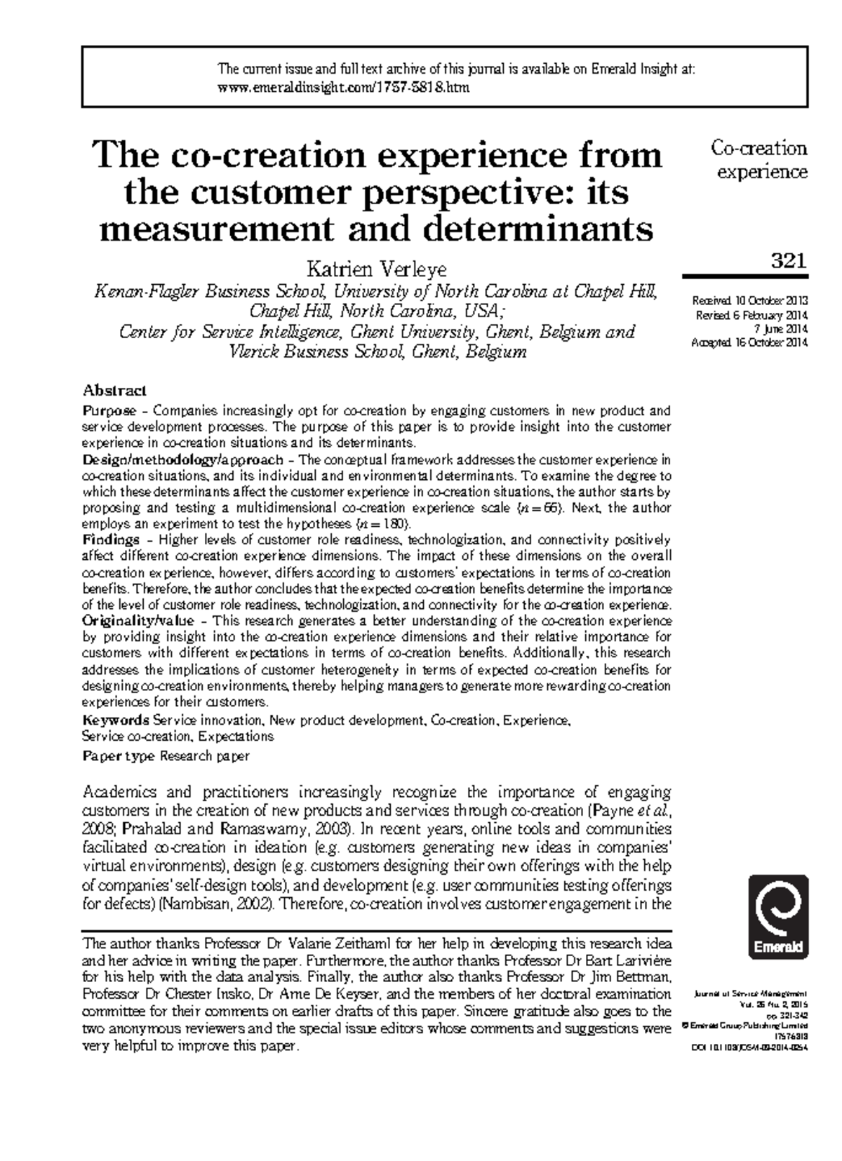 Wk 4 - The co-creation experience from the customer perspective - its ...