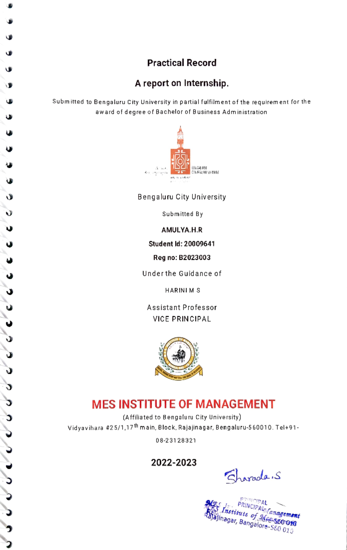Internship-report-bba - Practical Record Areport on Internship ...