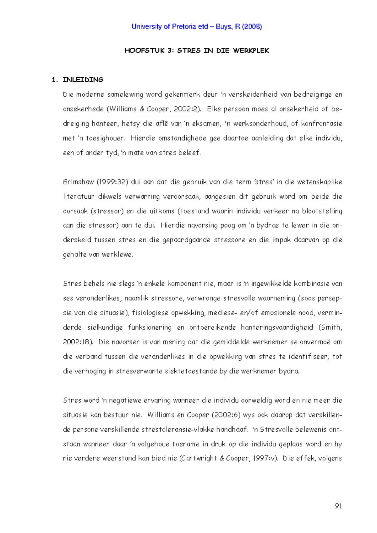 Httpsrepository.up.ac - HOOFSTUK 3: STRES IN DIE WERKPLEK 1. INLEIDING ...
