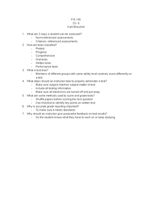 FIS 145 Ch. 7 - Notes - FIS 145 Ch. 7 Karli Breuchel How do instructors ...