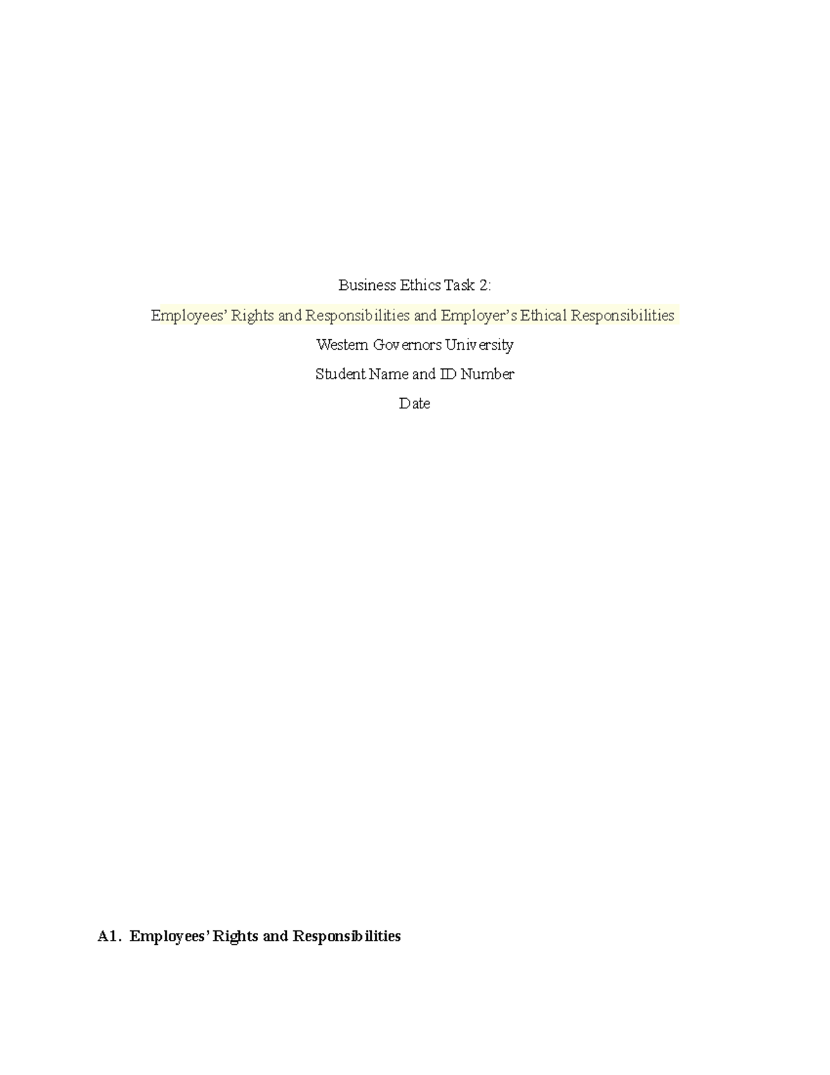 Business Ethics Task 2 - C717 - WGU - Studocu