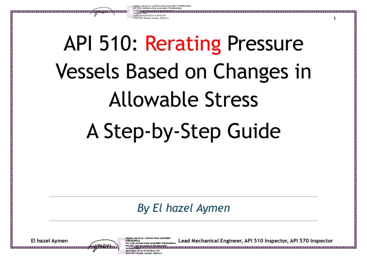 API 510 Rerating Pressure Vessels - calidad de energia - Studocu