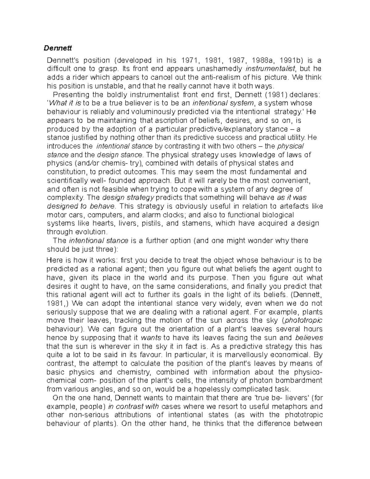 Dennett - This may seem the most fundamental and scientifically well ...