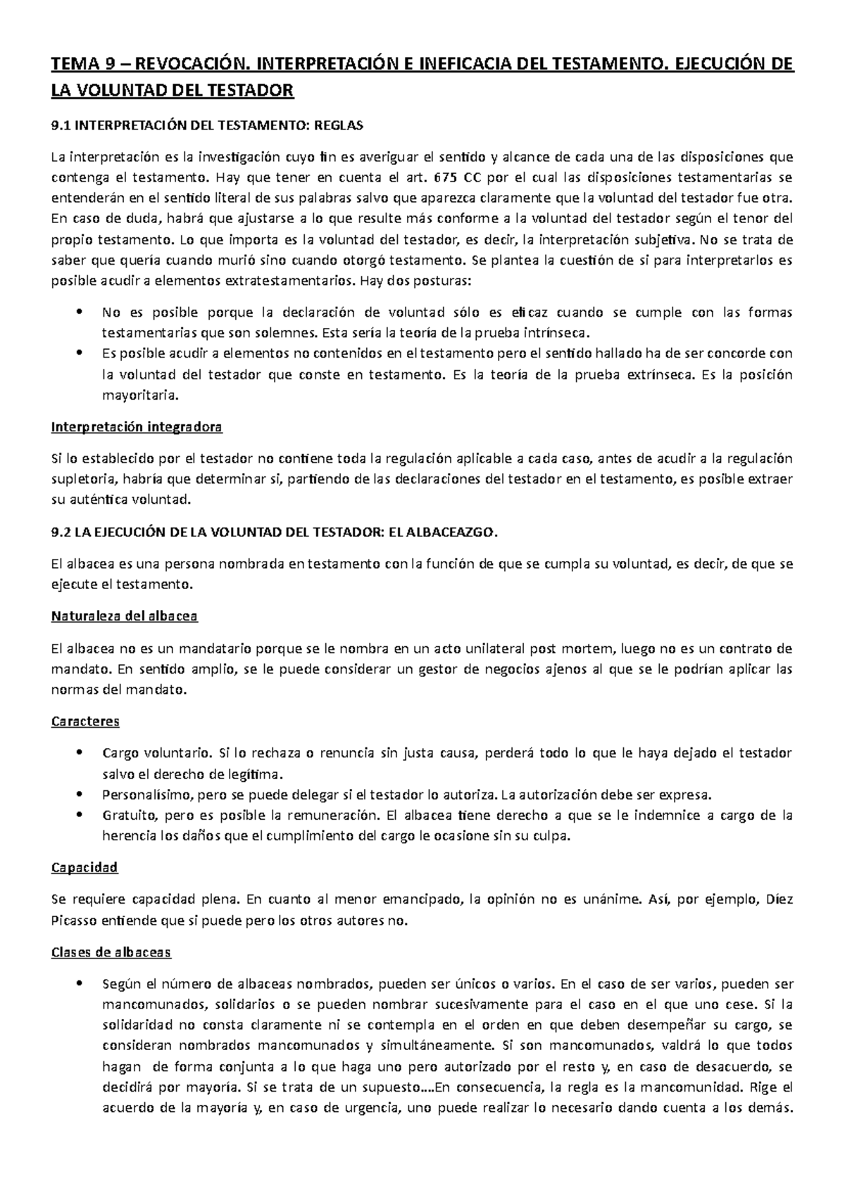 TEMA 9 Revocación. Interpretación e ineficacia del testamento ...