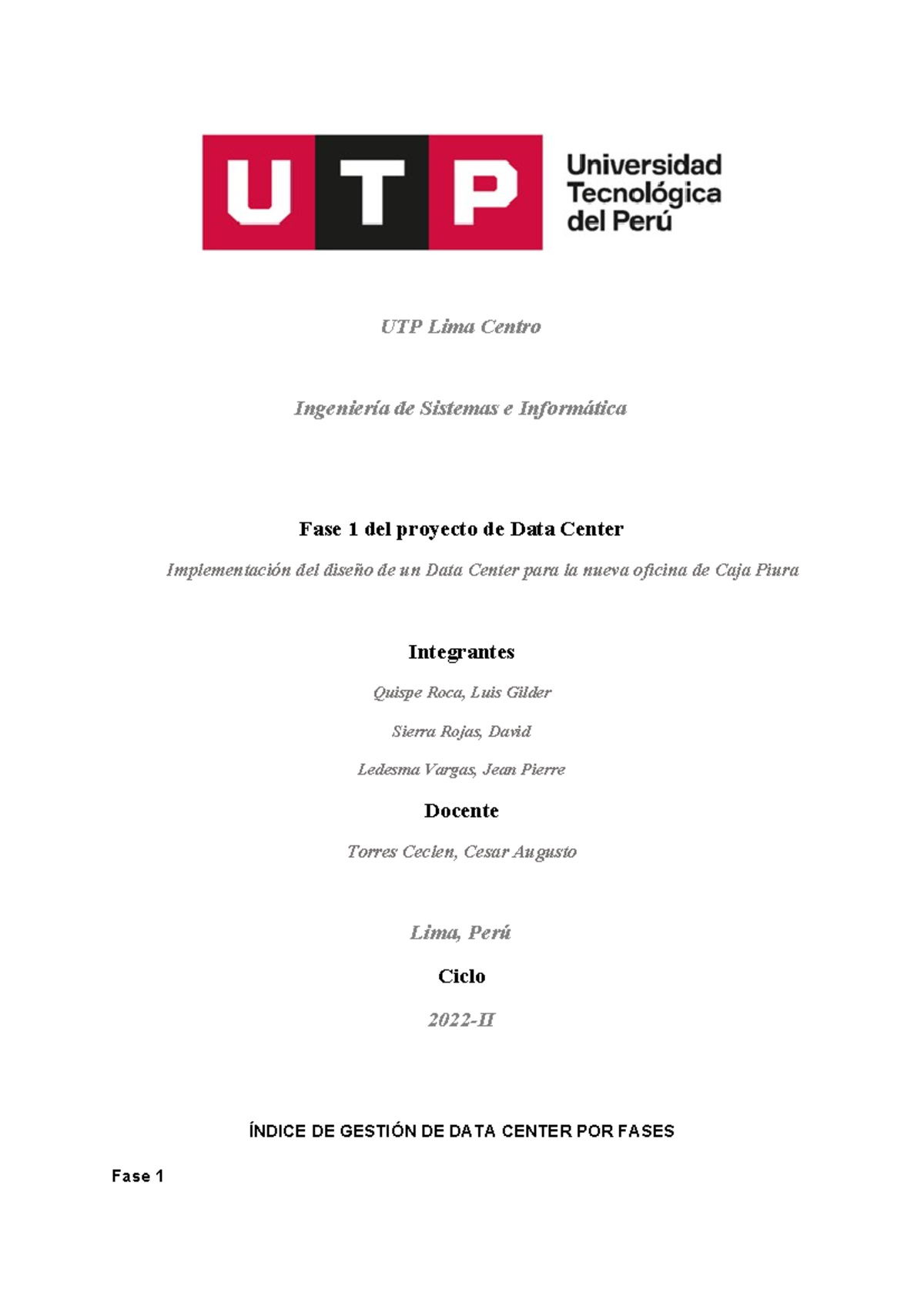 S11.s2- Revisión 1 - Fases del Proyecto DC - UTP Lima Centro Ingeniería de Sistemas e ...