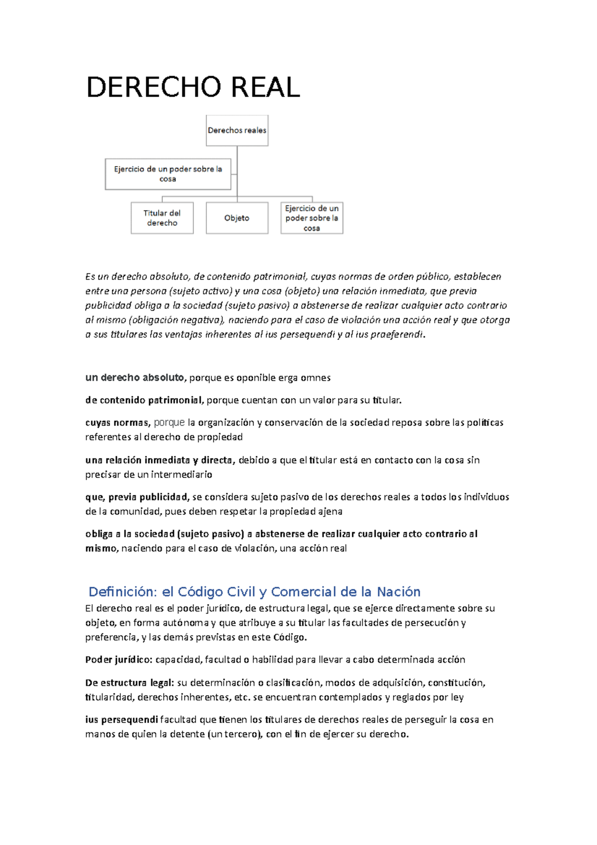 Derechos Reales M1 - resumen - DERECHO REAL Es un derecho absoluto, de ...