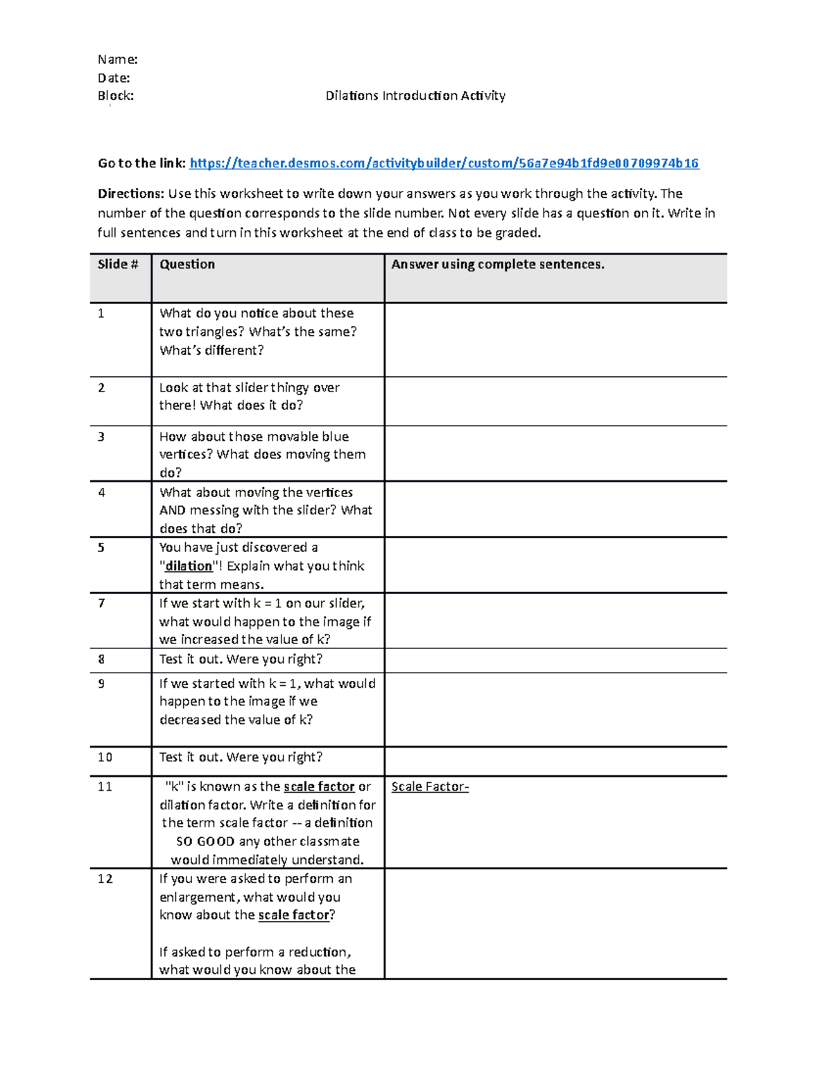 Desmos activity worksheet - N S 329 - University of Texas - Studocu